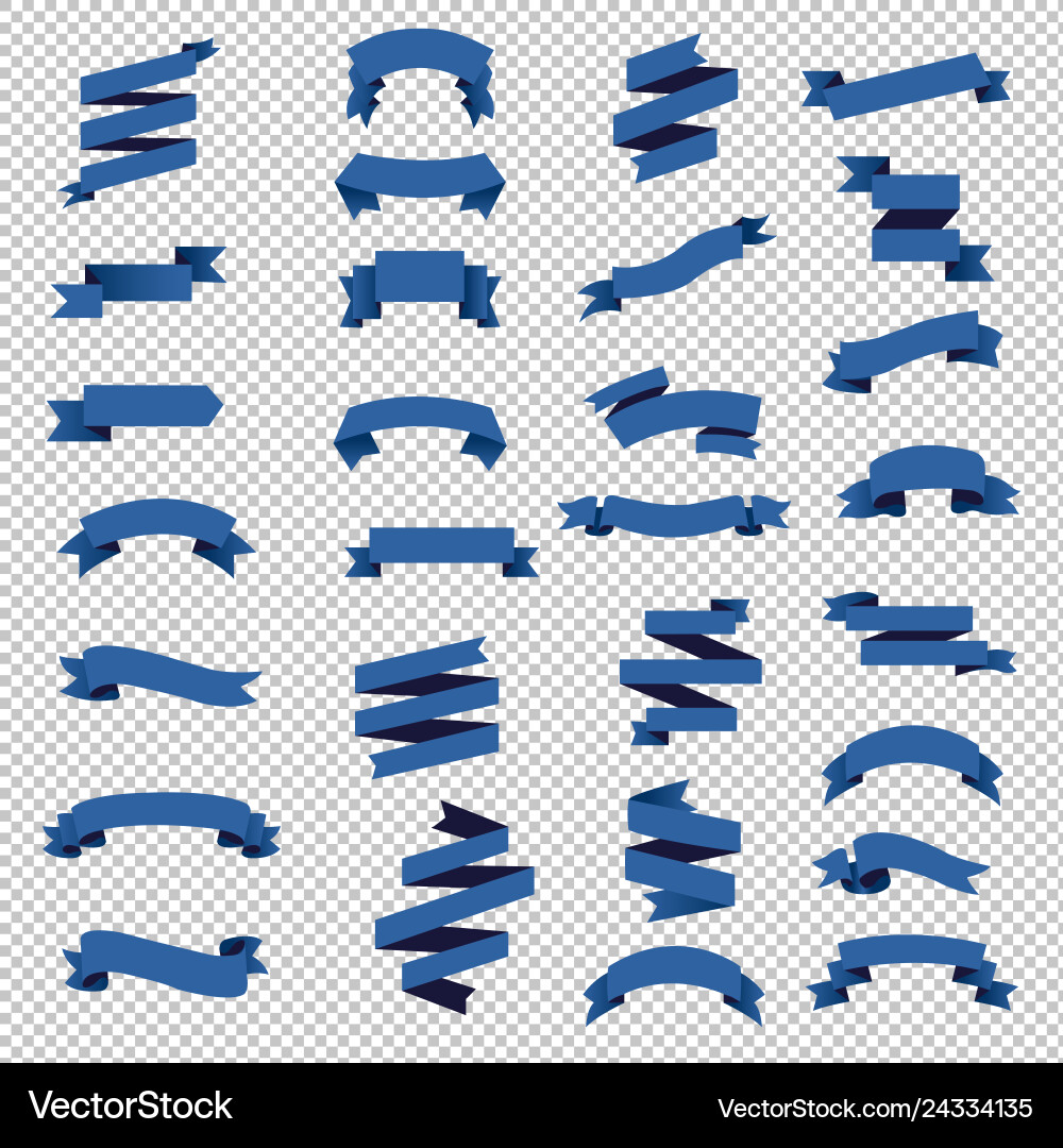 Blue web ribbon transparent background Royalty Free Vector