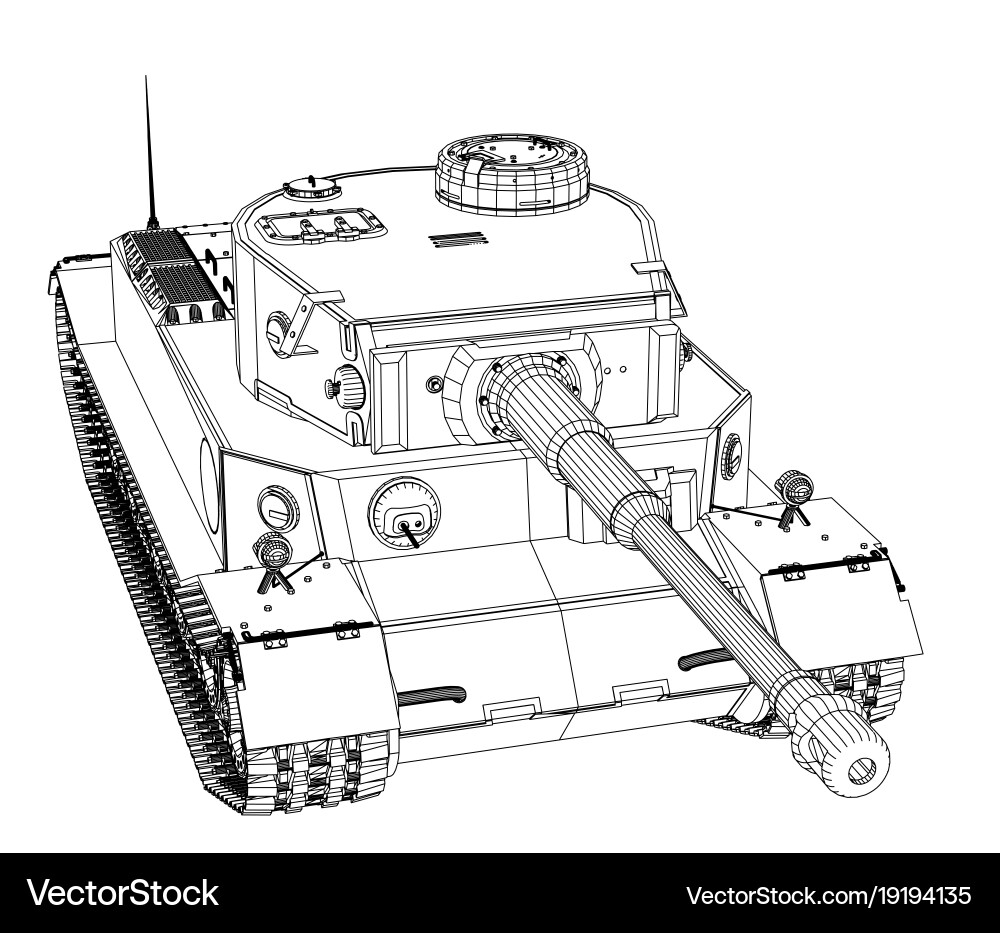 Blueprint of realistic tank Royalty Free Vector Image