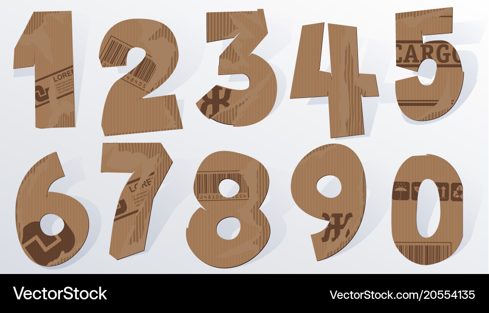 Cardboard numbers Royalty Free Vector Image - VectorStock