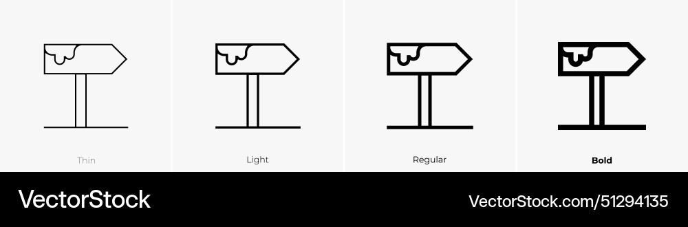 Directional sign icon thin light regular and bold Vector Image