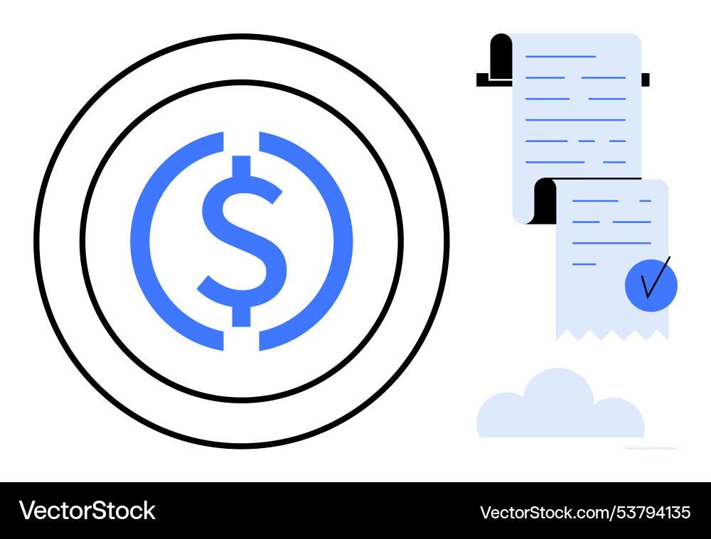 Dollar sign with document and checklist Royalty Free Vector