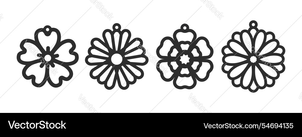 Floral earrings pendant or keychain design Vector Image