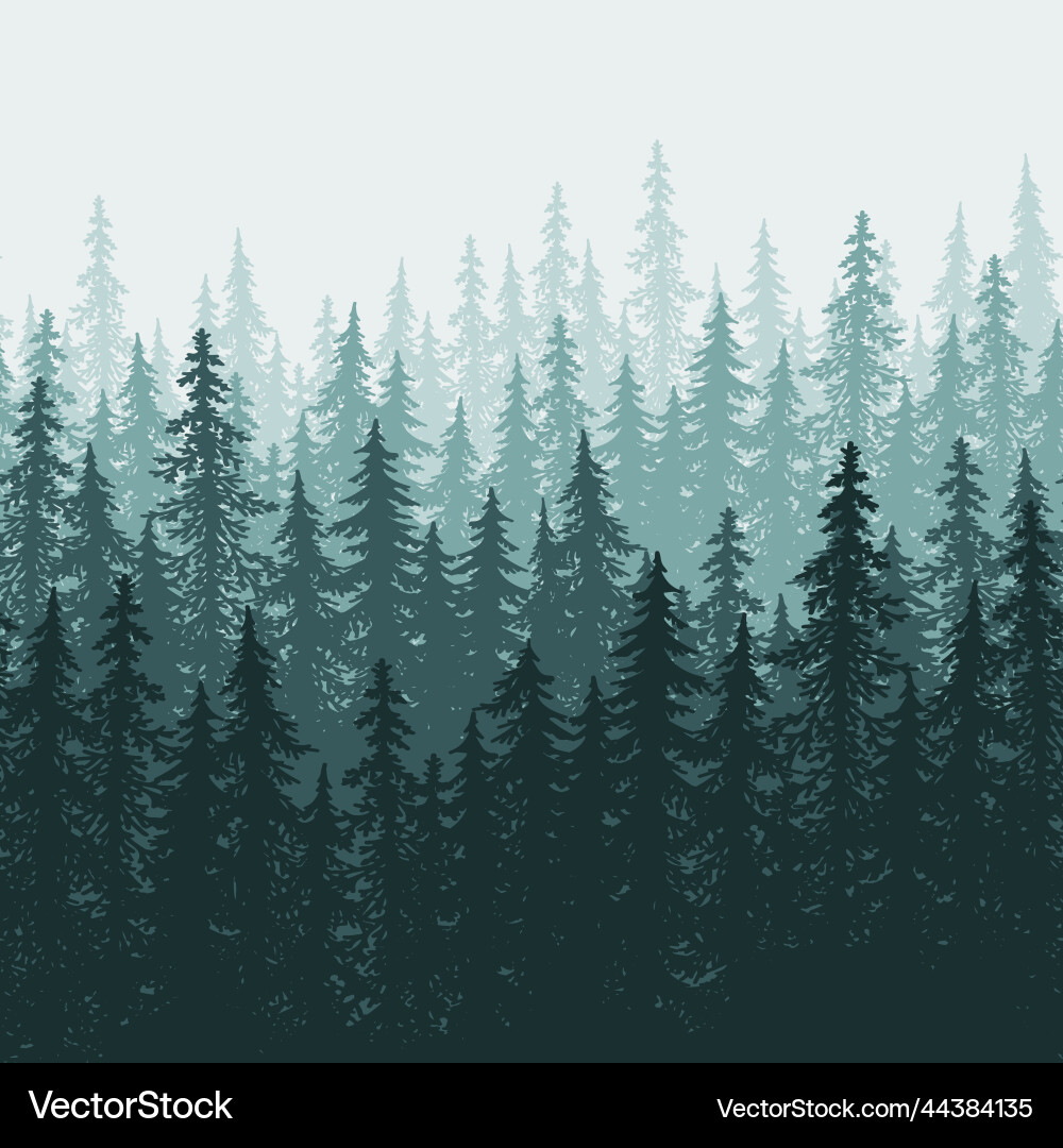 Forest coniferous trees seamless landscape Vector Image