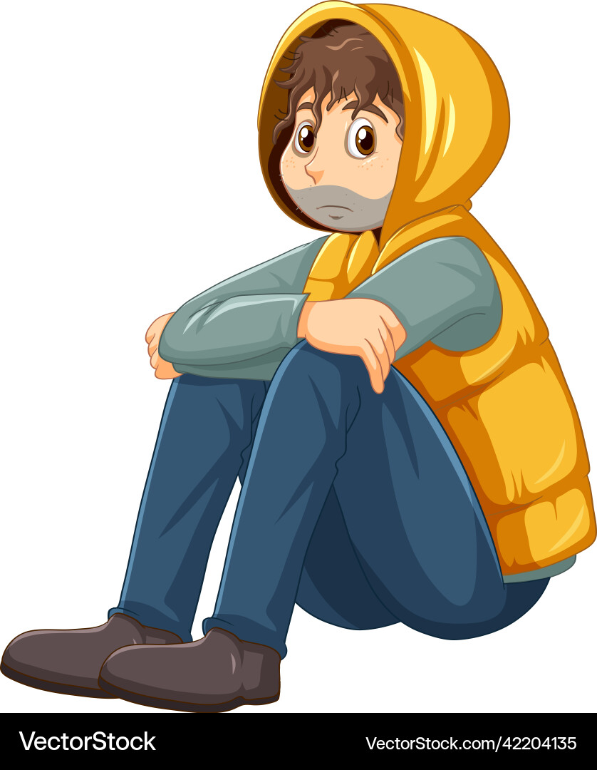 Homeless man cartoon character Royalty Free Vector Image