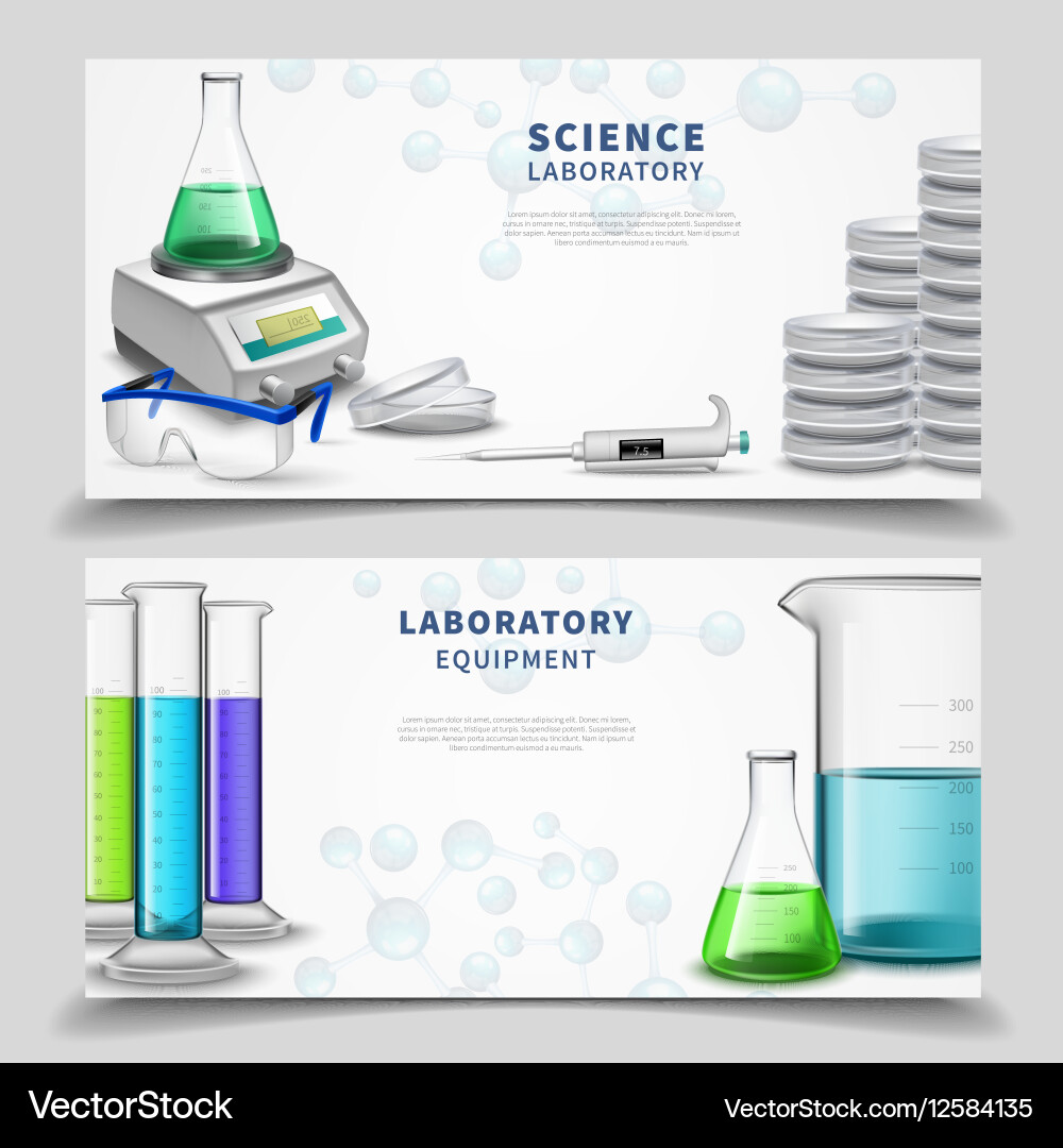 Science lab equipment banners Royalty Free Vector Image