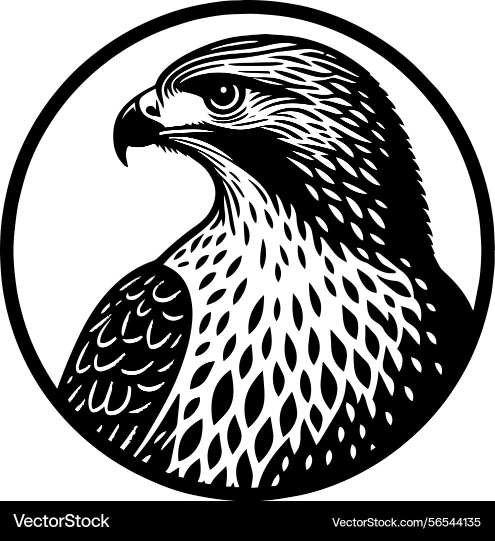 Simple red-tailed hawk side view icon vintage Vector Image