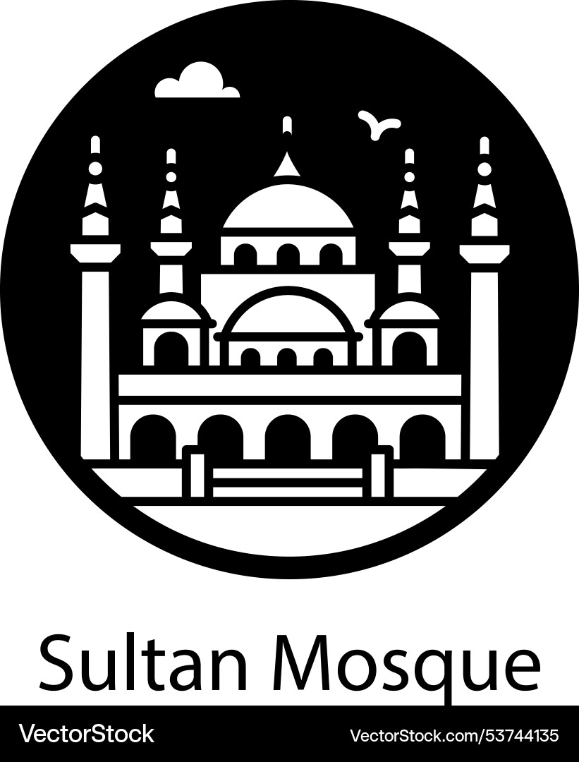 Sultan mosque Royalty Free Vector Image - VectorStock