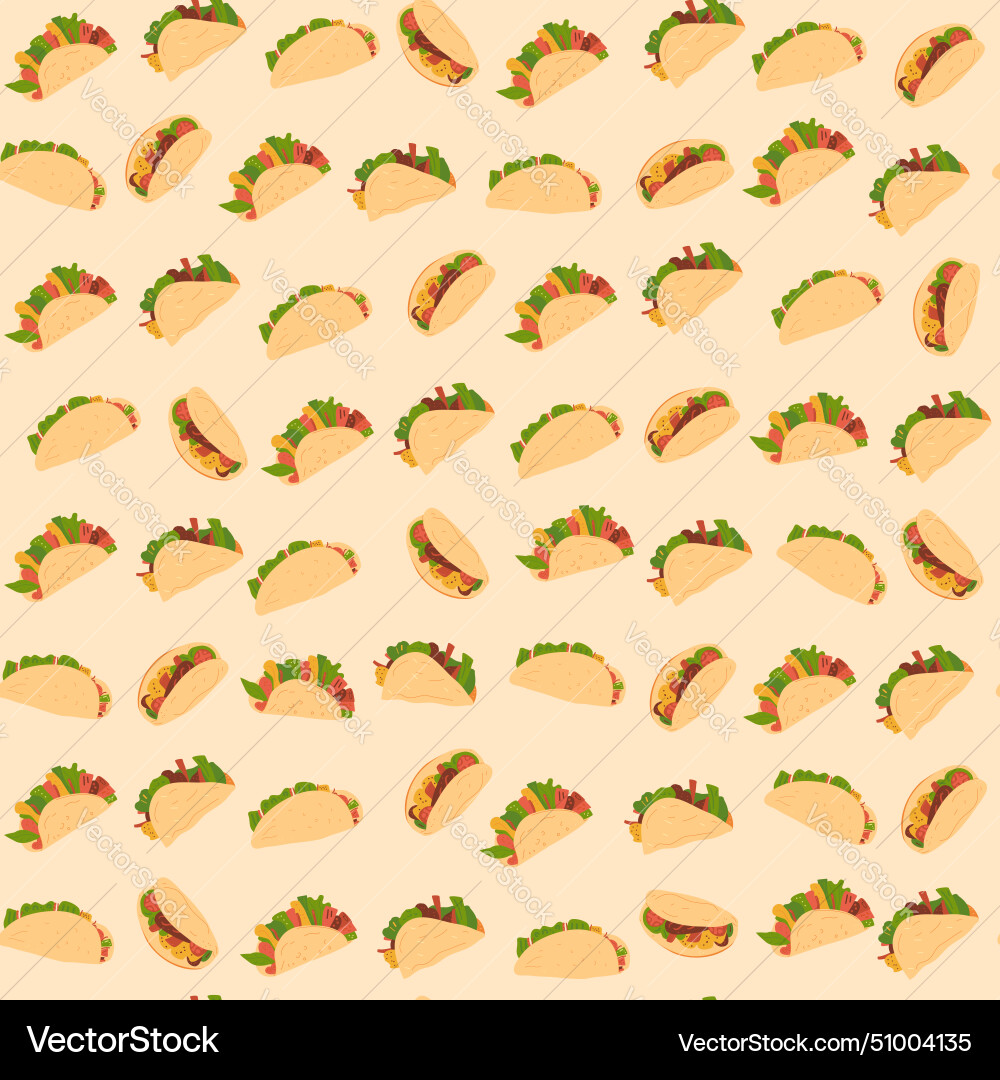 Tacos seamless pattern mexican fast food repeat Vector Image