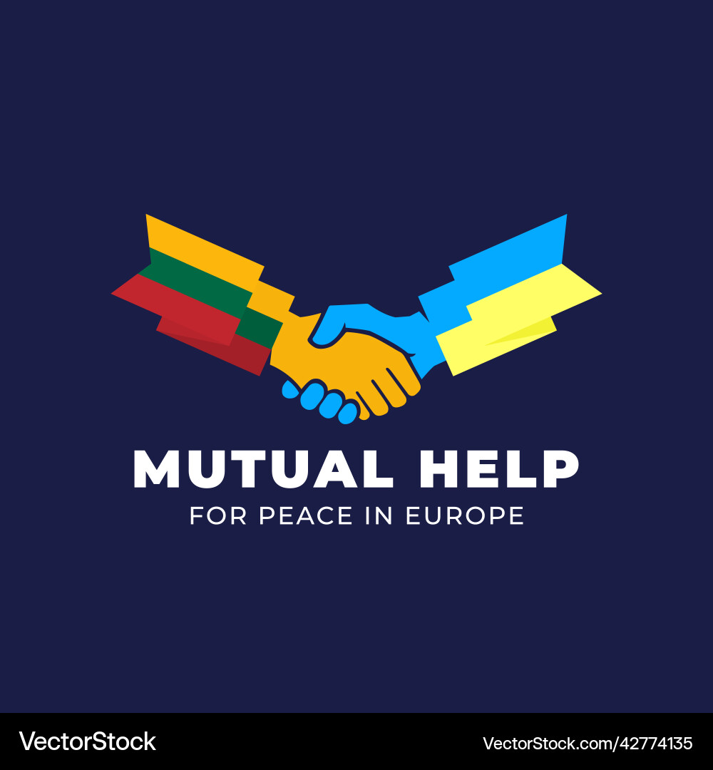 Ukrainian and lithuanian friendship mutual help Vector Image