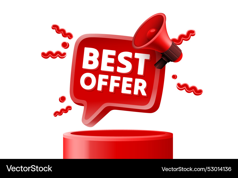 Best offer tag speech bubble with megaphone Vector Image