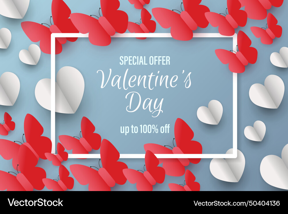 Happy valentines day background with paper cut Vector Image