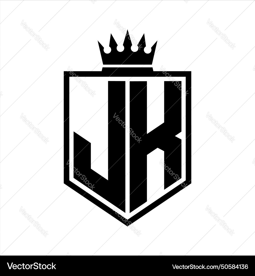 Jk logo monogram bold shield geometric shape Vector Image