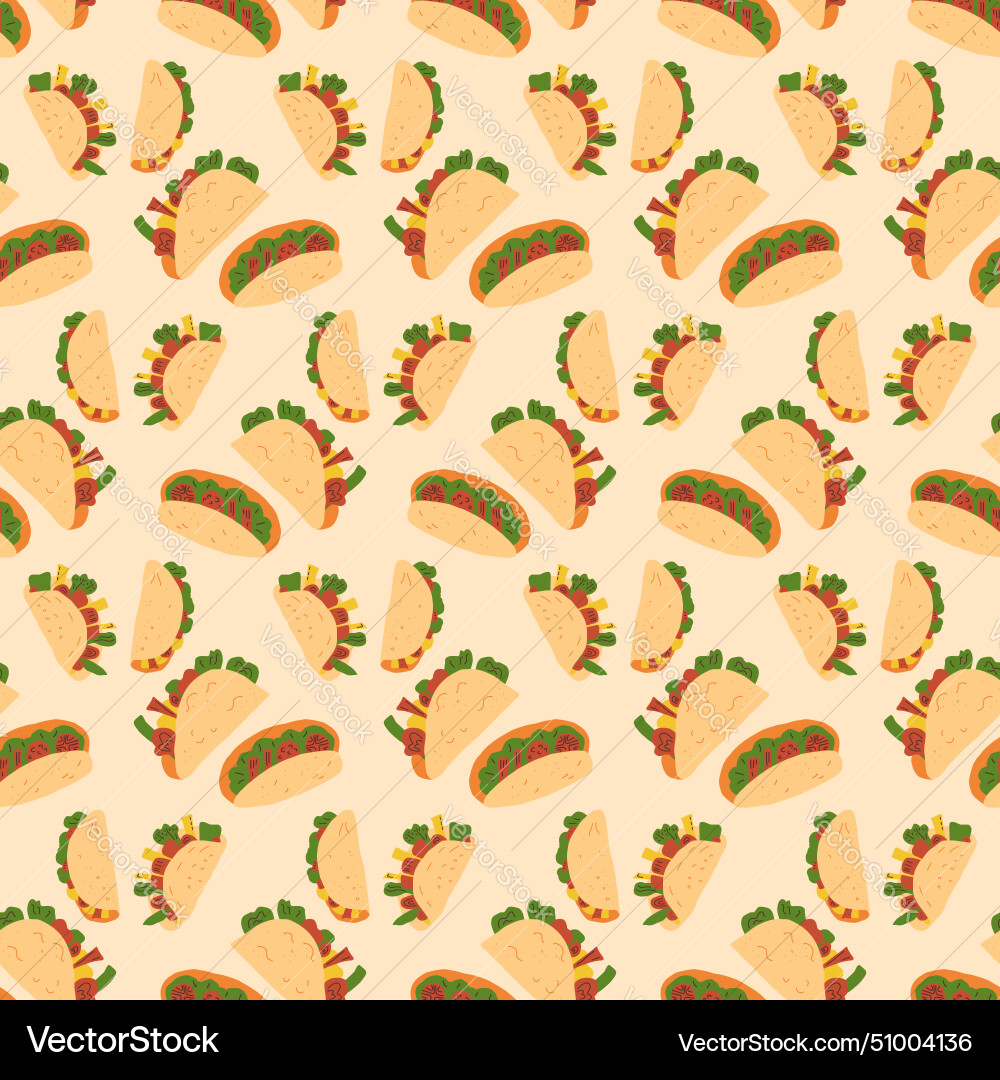 Mexican fast food seamless pattern tacos endless Vector Image