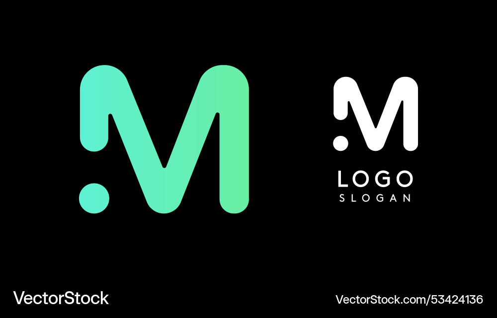 Minimalist geometric letter m bold rounded icon Vector Image