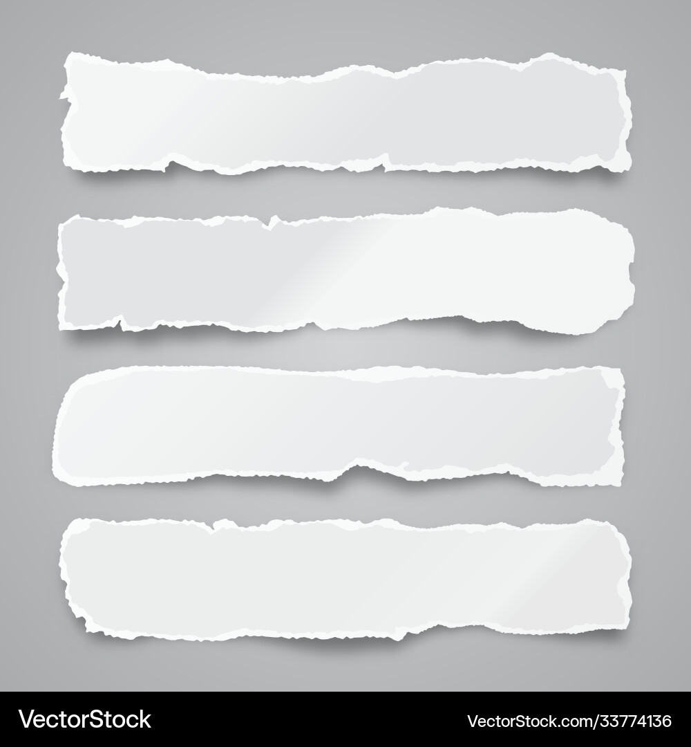 Ripped paper strips realistic crumpled Royalty Free Vector