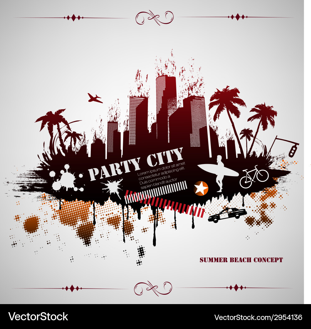Summer beach concept downtown party city Vector Image