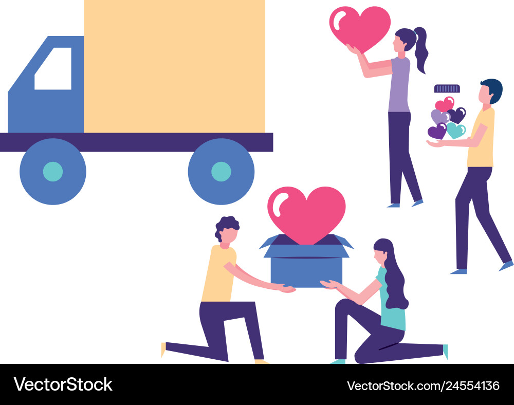 Volunteers help work Royalty Free Vector Image