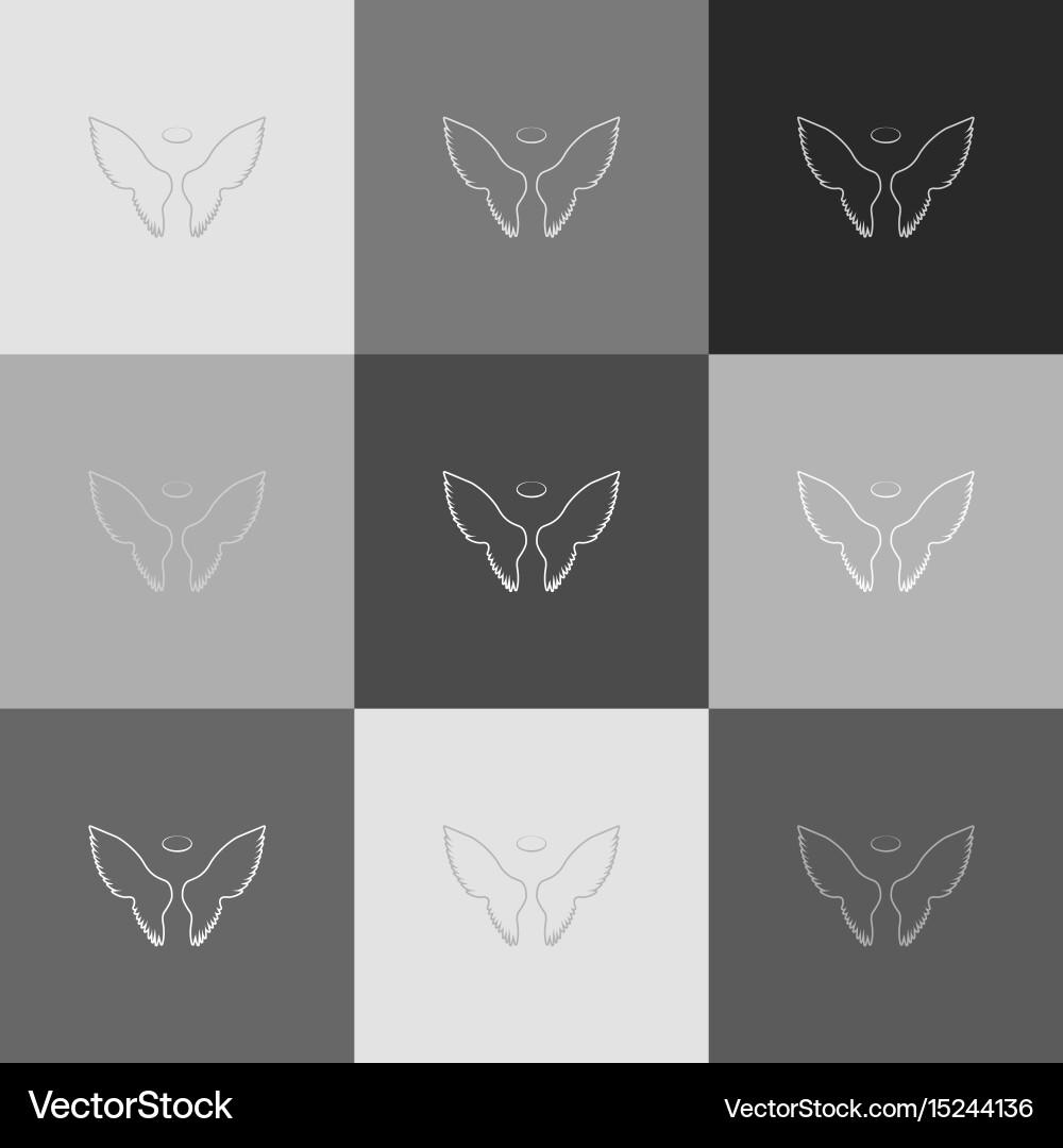 Wings sign grayscale version Royalty Free Vector Image
