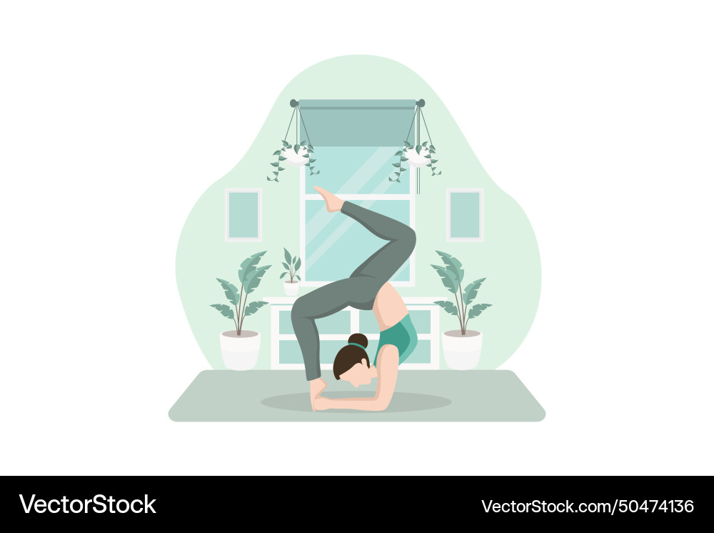 Woman practicing yoga flat design Royalty Free Vector Image