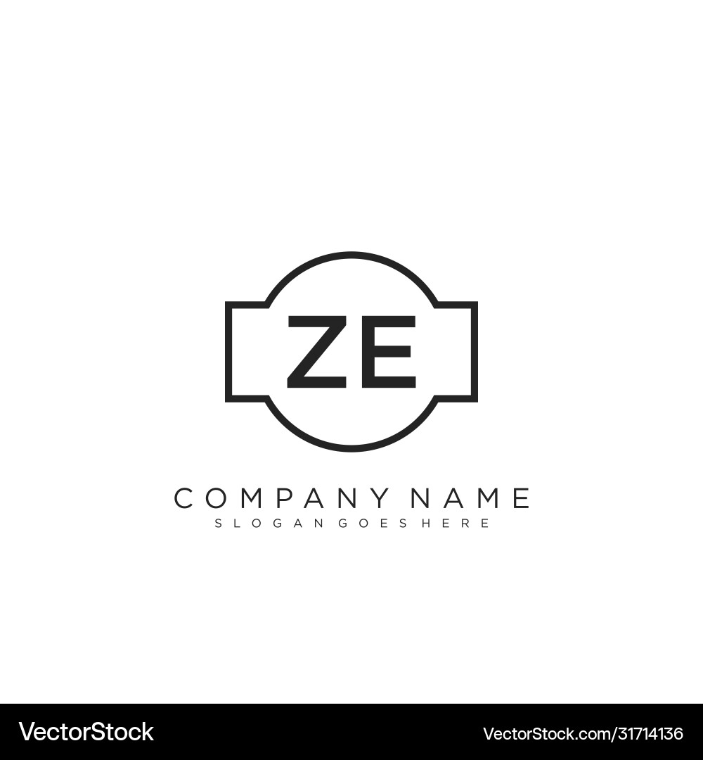 Ze initial handwriting logo design Royalty Free Vector Image
