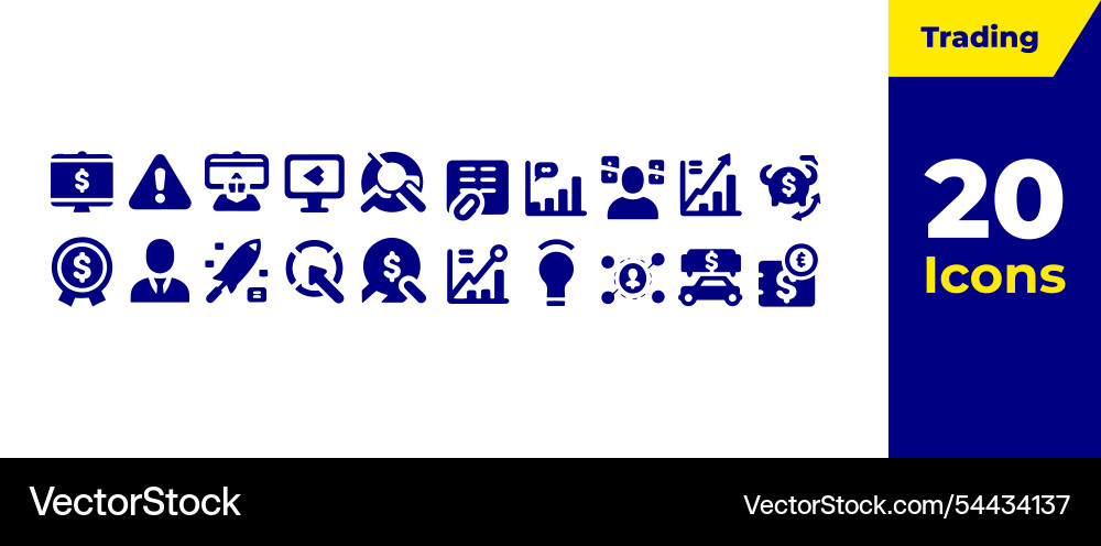 20 trading icons set Royalty Free Vector Image