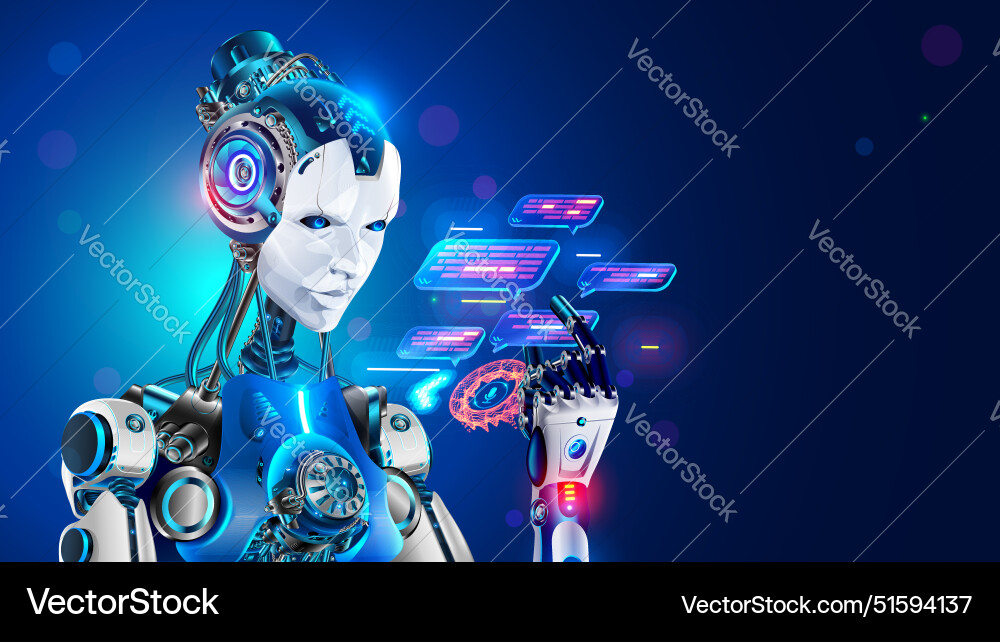 Ai chatbot in image robot or cyborg holding Vector Image