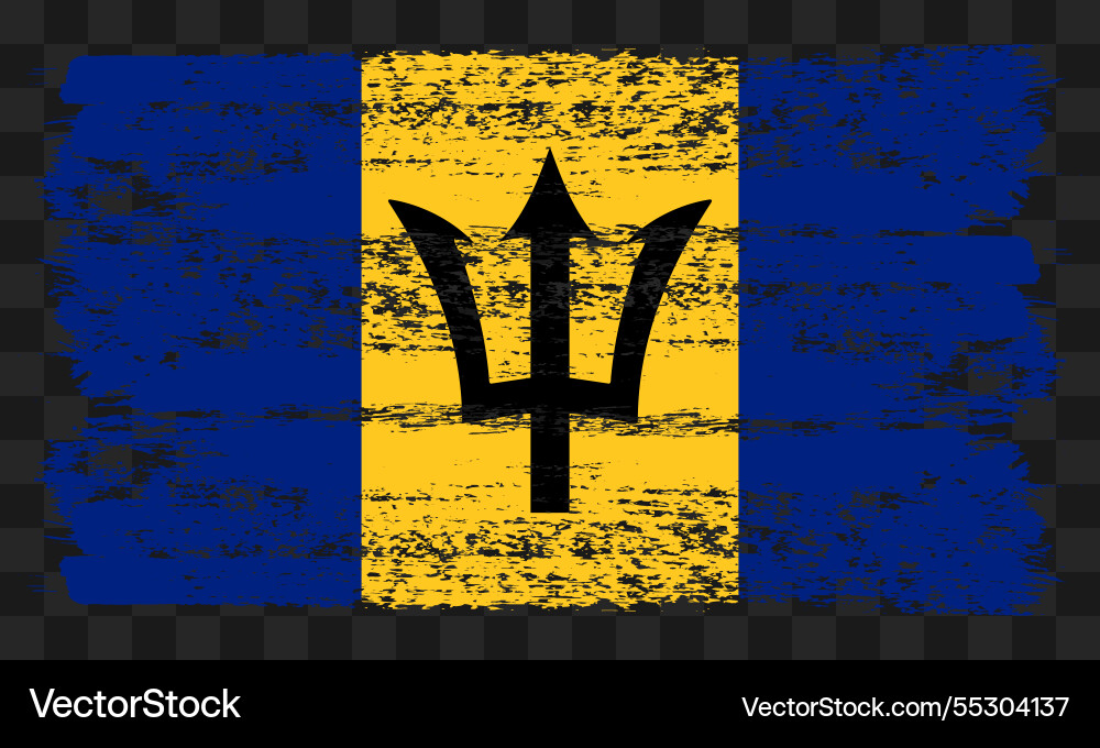 Barbados flag in grunge style Royalty Free Vector Image