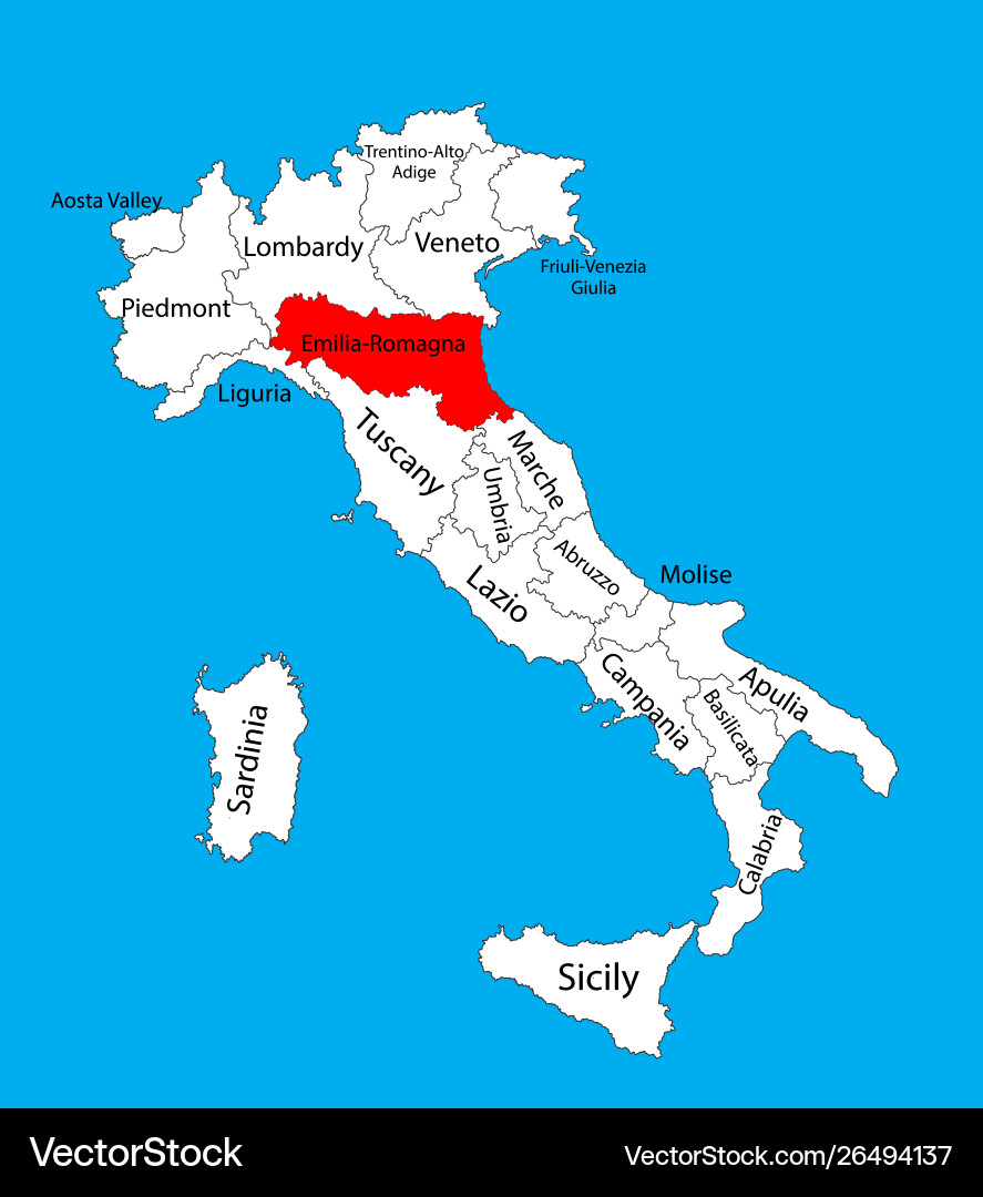 Emilia romagna italy province map silhouette Vector Image