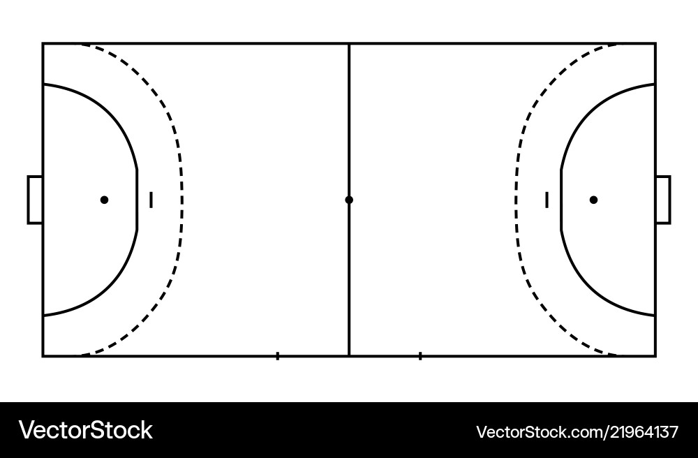 Handball field cort eps10 top view line Royalty Free Vector