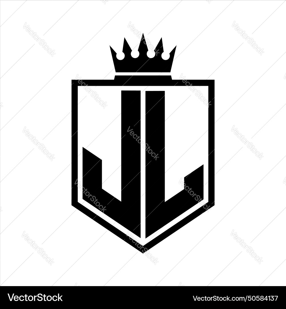 Jl logo monogram bold shield geometric shape Vector Image