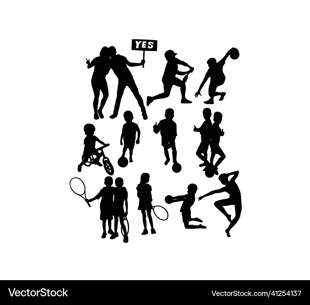 Kid activity silhouettes Royalty Free Vector Image