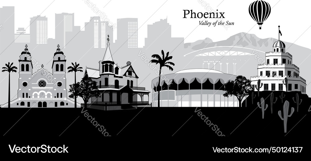 Phoenix arizona usa skyline cityscape Royalty Free Vector