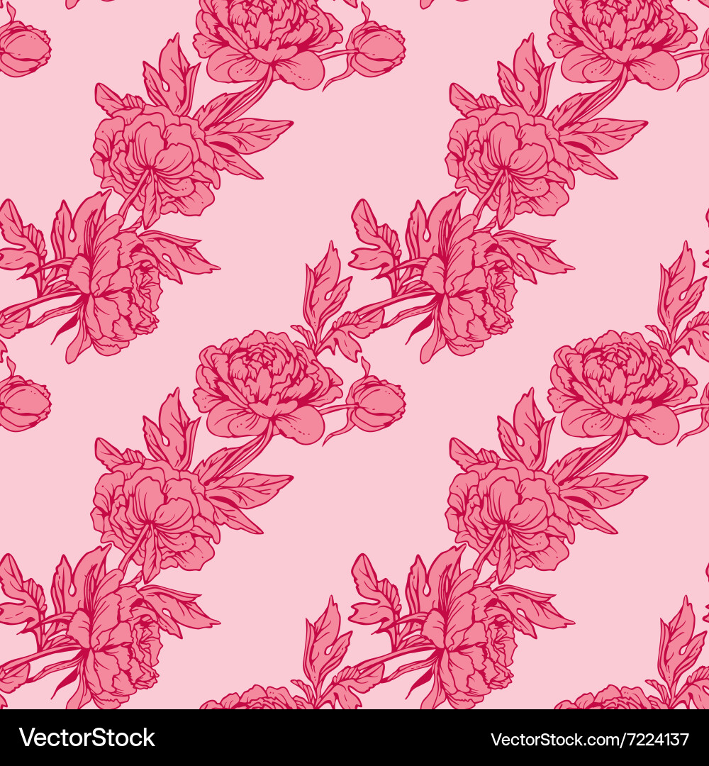 Pink Peony Floral Seamless Pattern Royalty Free Vector Image