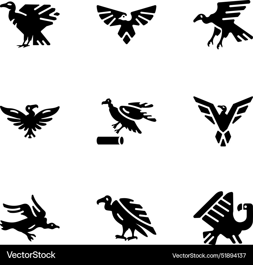 Set of raptor bird solid icons Royalty Free Vector Image