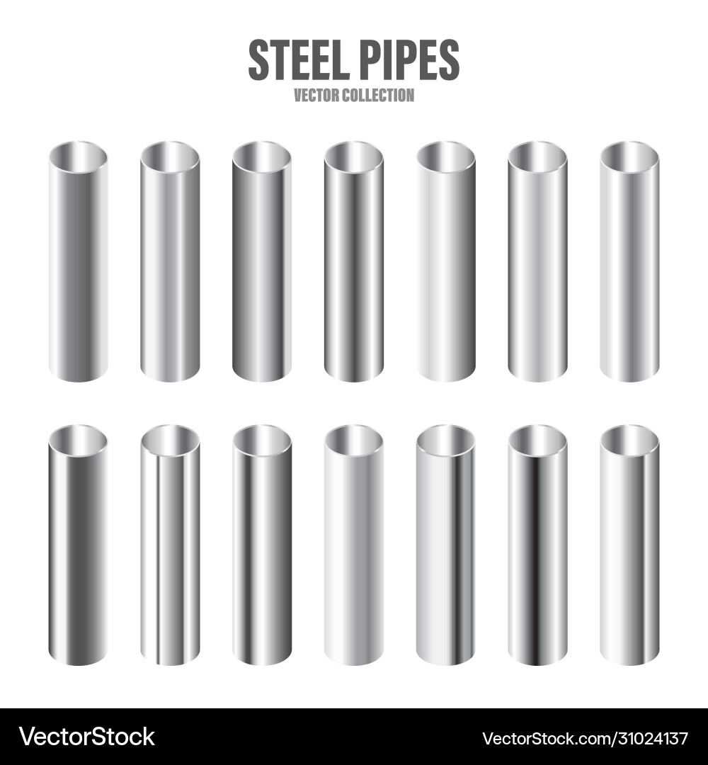 Steel pipes collection construction material Vector Image