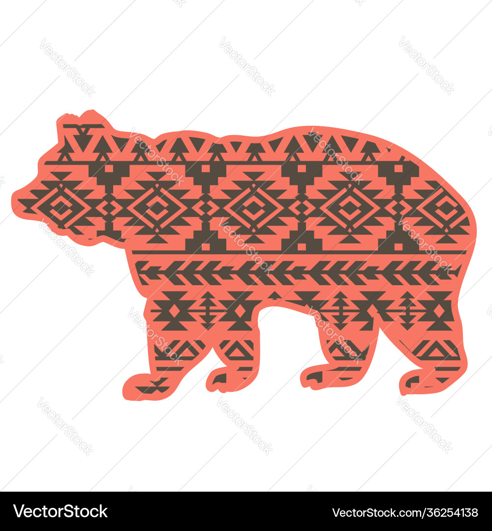 Bear aztec style tribal design ethnic ornament Vector Image