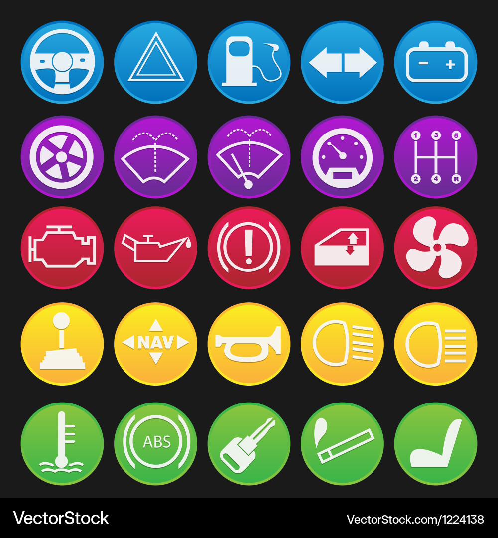 Car dashboard icon set gradient Royalty Free Vector Image