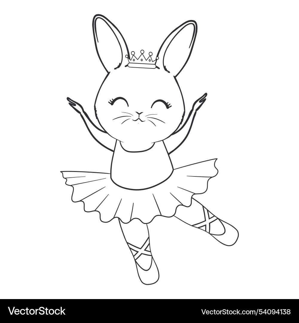 Cute outline rabbit bunny for coloring Royalty Free Vector