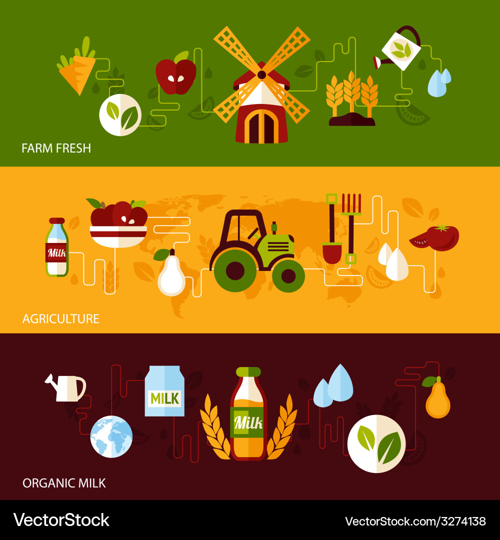 Farm Fresh Banner Set Royalty Free Vector Image