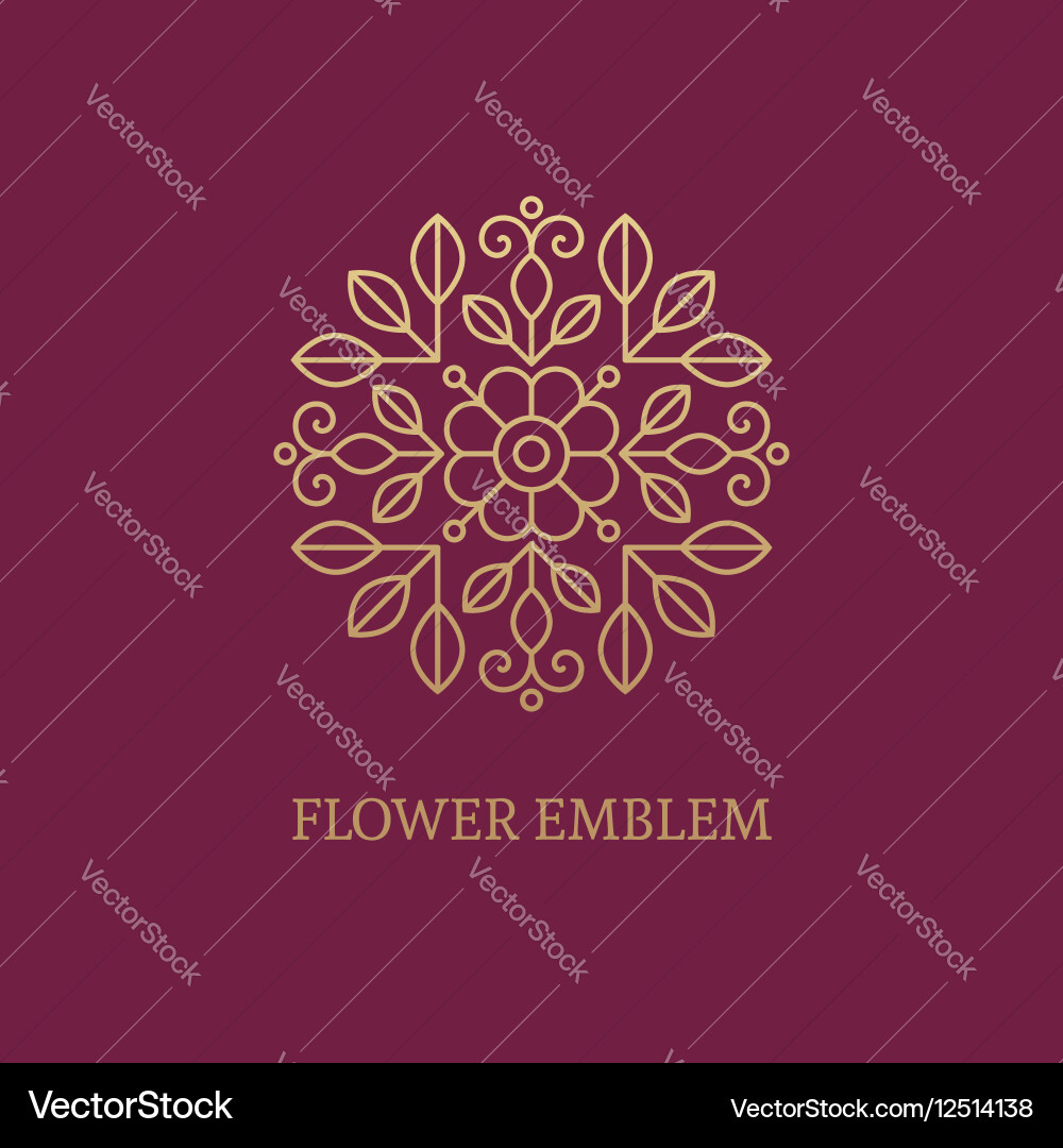 Golden floral emblem Royalty Free Vector Image