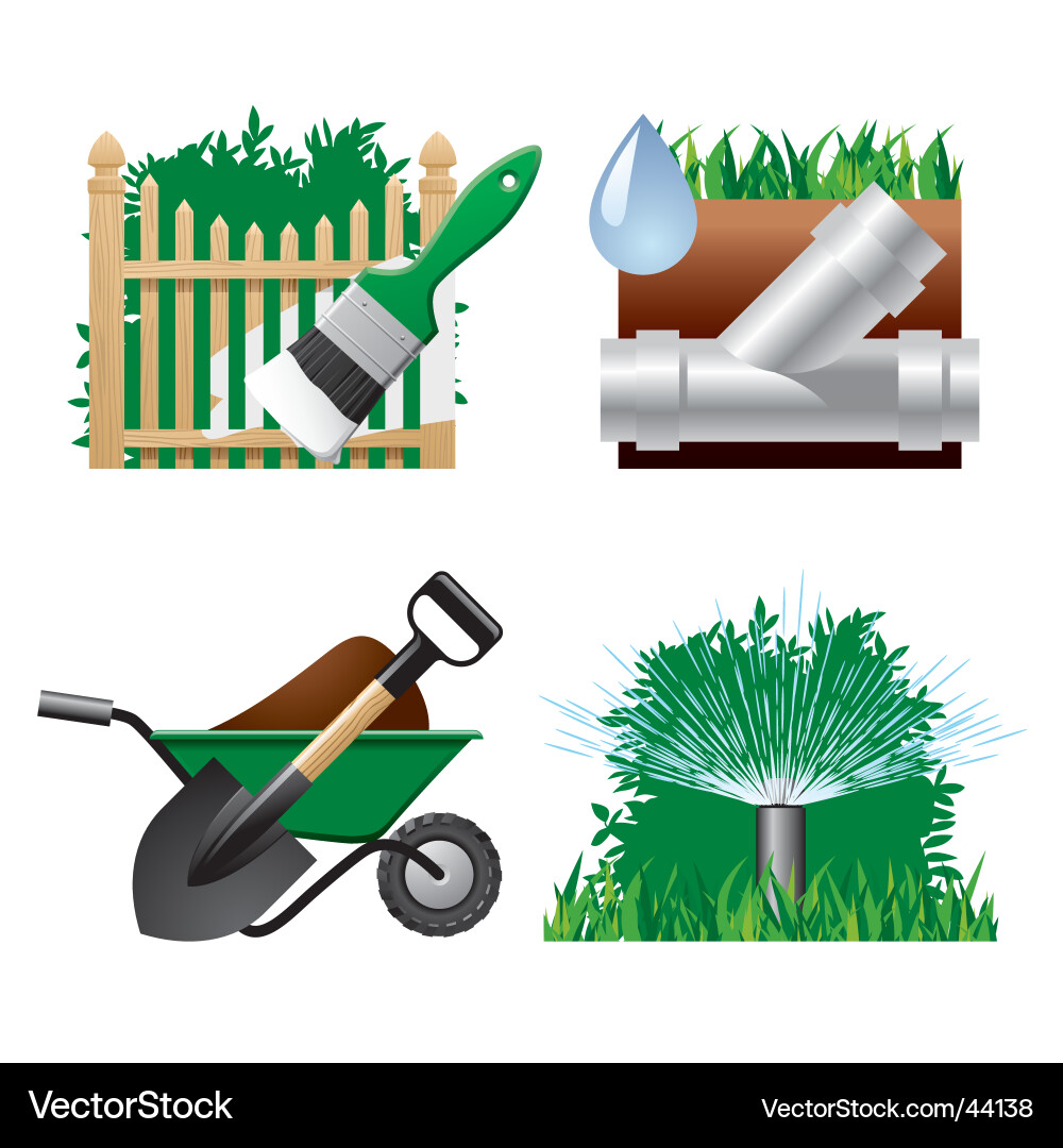 Landscaping icons Royalty Free Vector Image - VectorStock