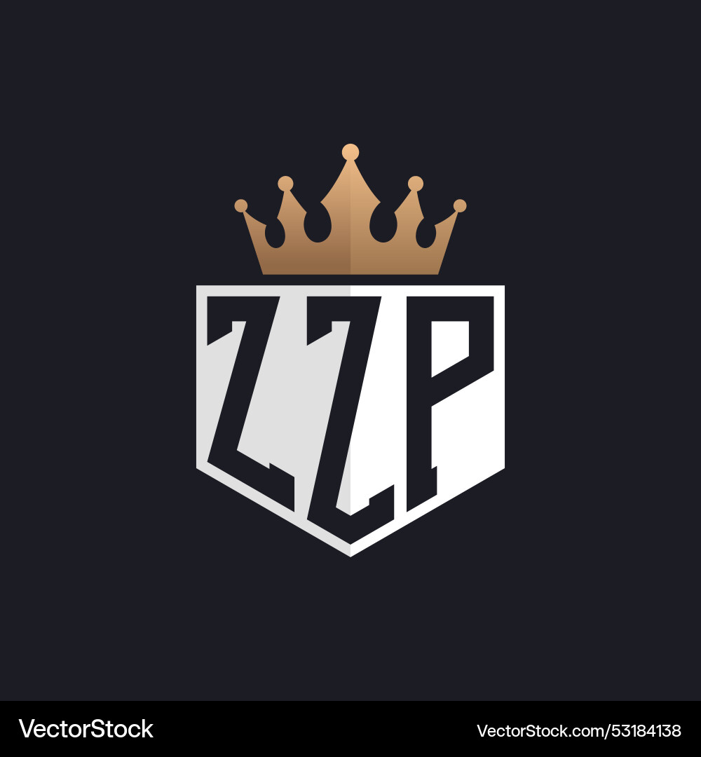 Luxury zzp logo with crown elegant initials Vector Image