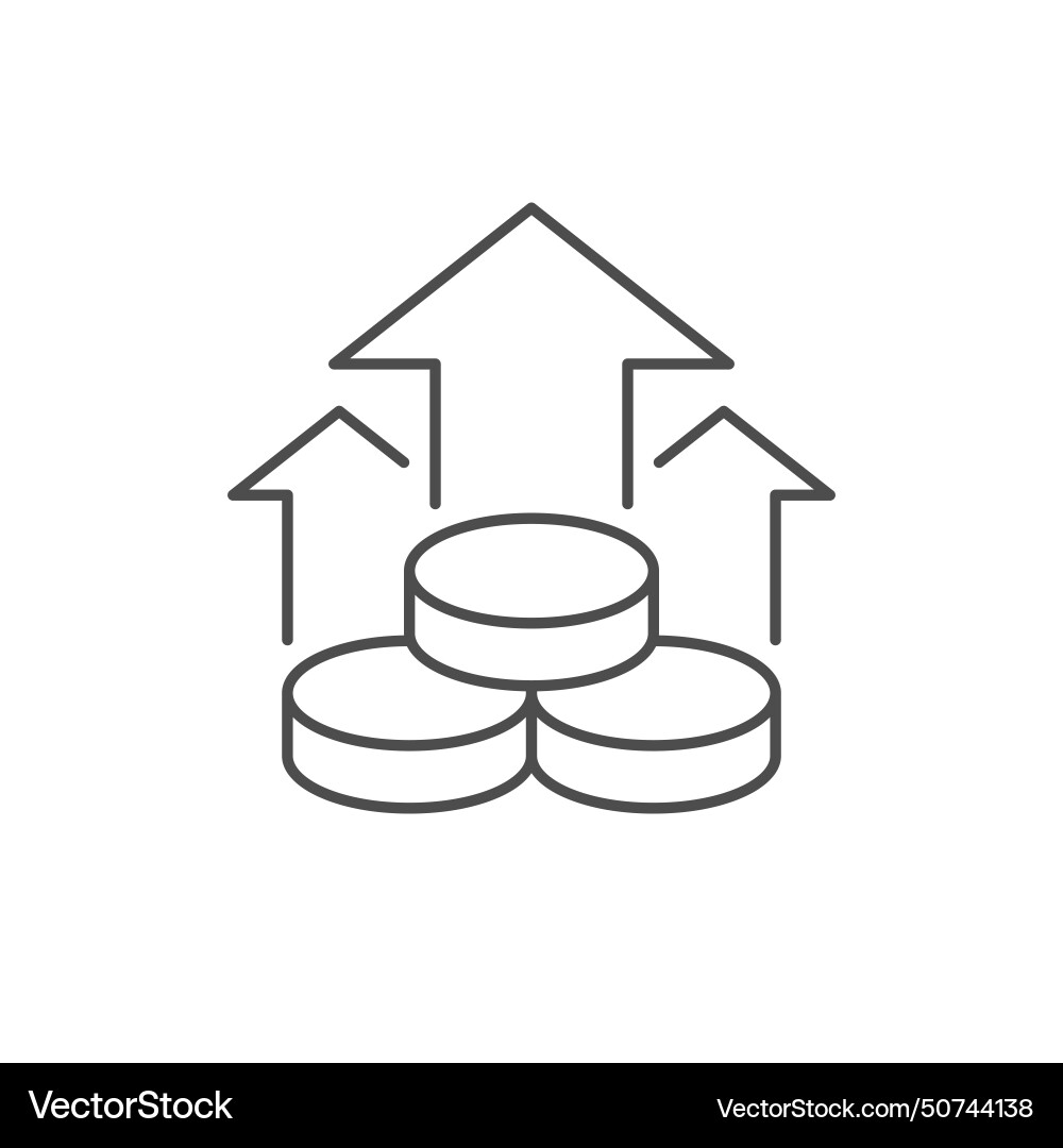 Money growth line outline icon Royalty Free Vector Image