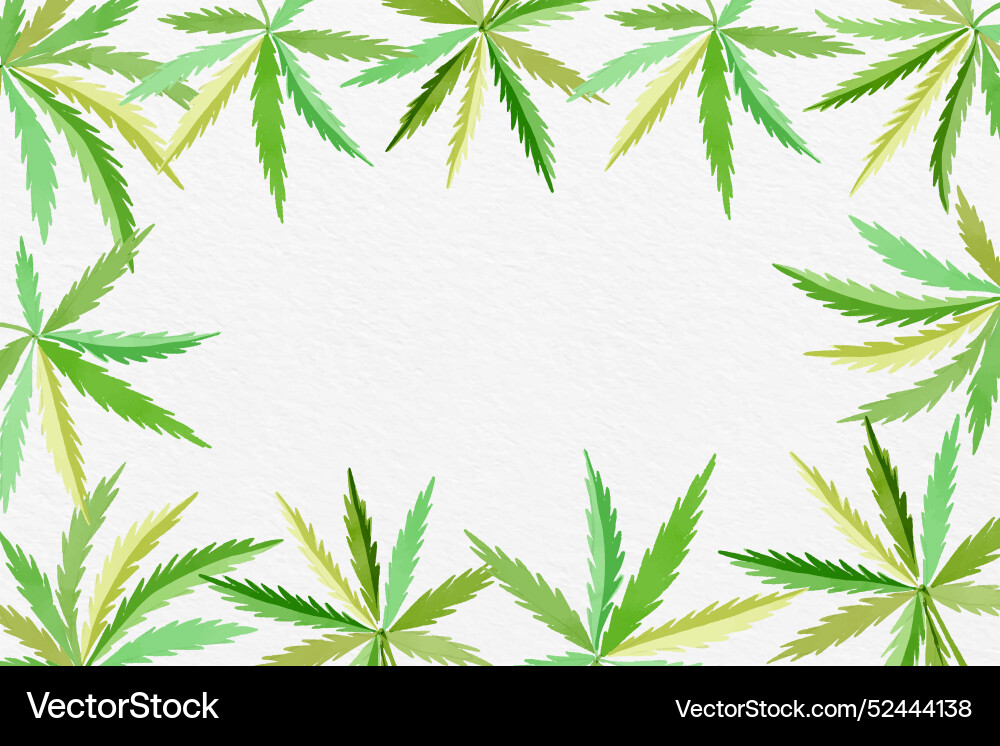 Watercolor cannabis leaf background Royalty Free Vector