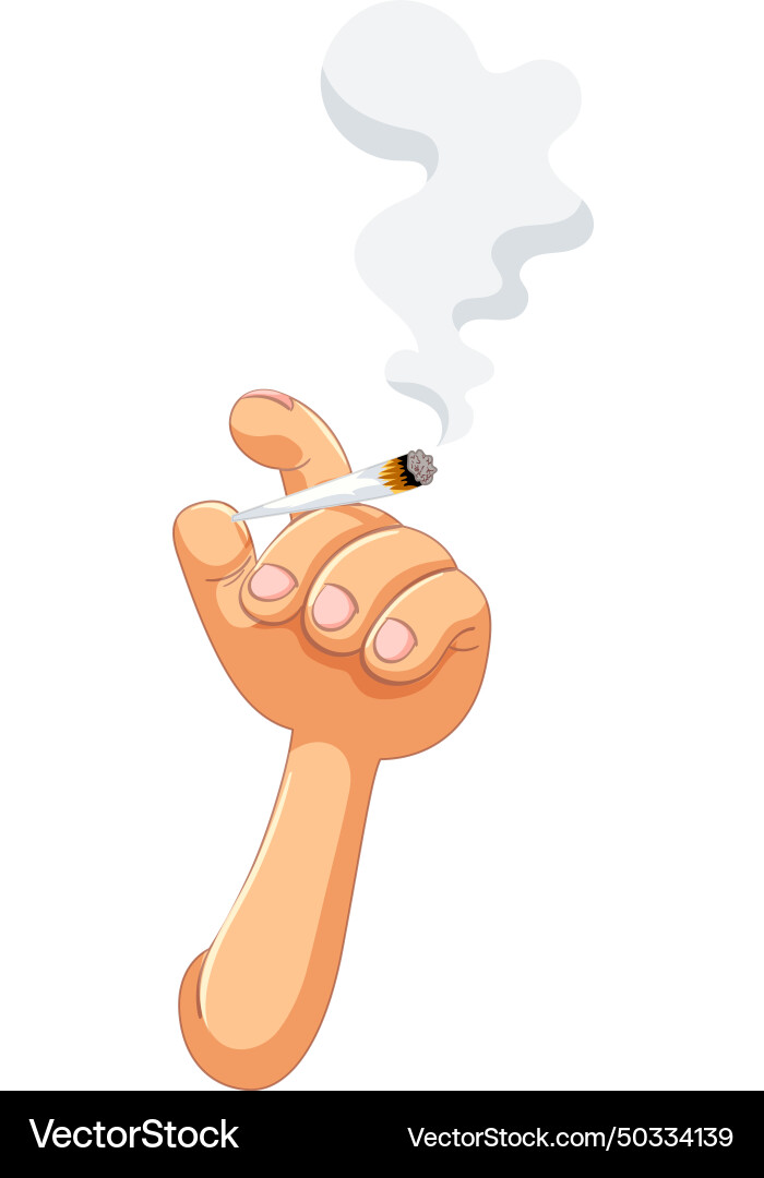 A hand with lit cigarette Royalty Free Vector Image