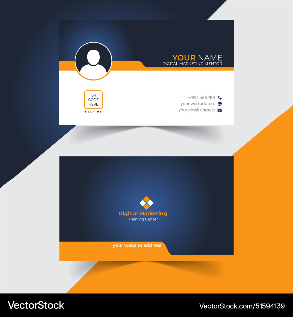 Blue and orange gradient business card template Vector Image