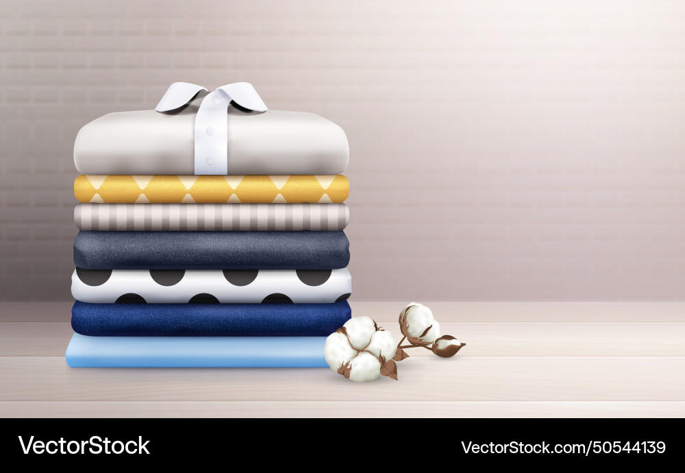 Clothes stack realistic composition Royalty Free Vector