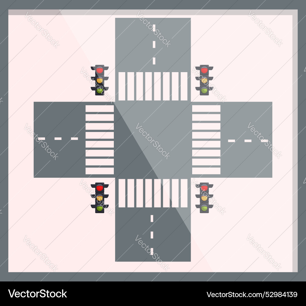 Driving school test showing crossroad with traffic