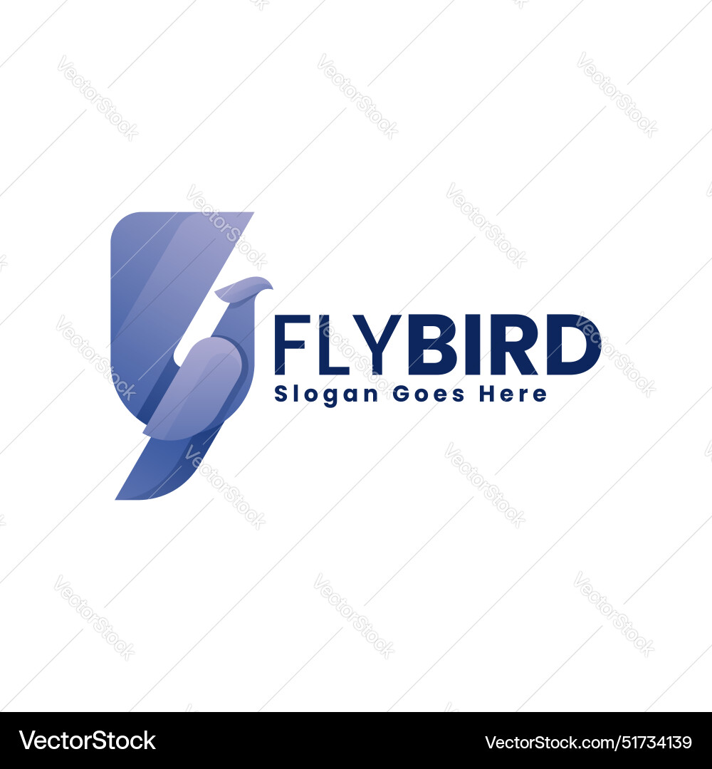 Logo fly bird gradient colorful style Royalty Free Vector