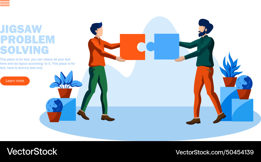 Problem solving with jigsaw and two people concept